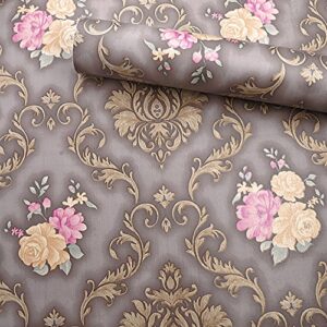 simplelife4u floral furniture paper self-adhesive vintage damask drawer liner cover storage organizer shelves 17.8 inch by 9.8 feet