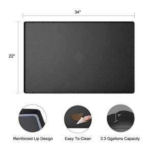 Under Sink Mat,PRETIRENO 34" x 22" Silicone Under Sink Liner for Kitchen & Bathroom Sink Base Cabinets,Under Sink Drip Tray with Lip, Black