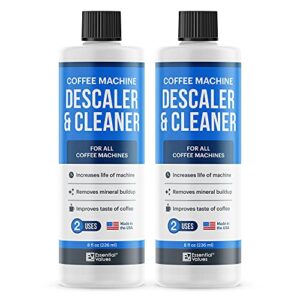 universal descaling solution 2 pack, (2 x 236ml / 4 uses total), compatible with breville, l’or, sage, nespresso, delonghi single use coffee & espresso machines, coffee machine descaler