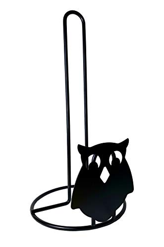 KLIFA- OWL Matel Paper Towel Holder/Roll Dispenser Stand, Simple Refilling and an OWL Series, 11.02 inch Height, Black, 1 pc