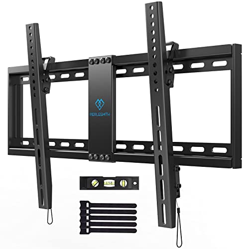 PERLESMITH Tilt TV Wall Mount for Most 37-82 inch TVs up to 132 lbs, Tilt TV Wall Mount Fits 16”/18”/24” Wood Studs, Low Profile Flat Wall Mount with Max VESA 600x400mm, PSLTK1