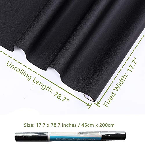 VELIMAX Static Cling Total Blackout Window Film Privacy Room Darkening Window Tint Black Window Cover 100% Light Blocking No Glue (17.7 x 78.7 inches)