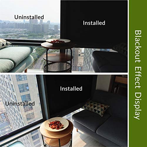 VELIMAX Static Cling Total Blackout Window Film Privacy Room Darkening Window Tint Black Window Cover 100% Light Blocking No Glue (17.7 x 78.7 inches)