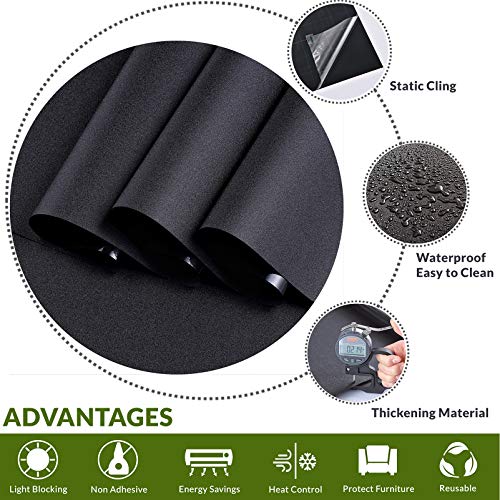 VELIMAX Static Cling Total Blackout Window Film Privacy Room Darkening Window Tint Black Window Cover 100% Light Blocking No Glue (17.7 x 78.7 inches)