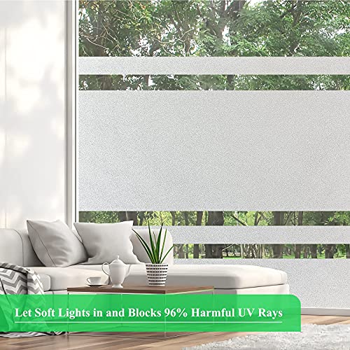 Coavas Window Privacy Film Frosted Glass Window Film Non Adhesive Static Cling Window Tint Film for Bathroom Door Vinyl Frosting Stickers Heat Control Home Winter Coverings(17.5 x 78.7 Inch, Pure)