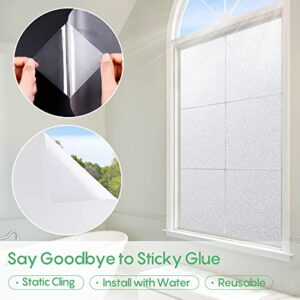 Coavas Window Privacy Film Frosted Glass Window Film Non Adhesive Static Cling Window Tint Film for Bathroom Door Vinyl Frosting Stickers Heat Control Home Winter Coverings(17.5 x 78.7 Inch, Pure)