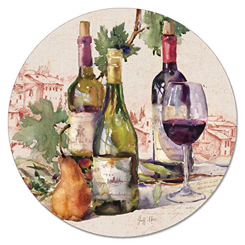 CounterArt Wine Tableau 4mm Heat Tolerant Tempered Glass Lazy Susan Turntable 13" Diameter Cake Plate Condiment Caddy Pizza Server