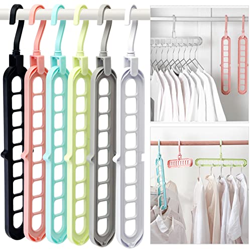 HEYHOUSE Closet Organizers and Storage,College Dorm Room Essentials,Pack of 6 Multifunctional Closet Organizer Magic Space Saving Hangers with 9 Holes Closet Storage Organization for Wardrobe Closet