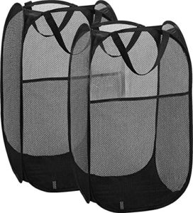 popup laundry hamper (1 & 2 pack) foldable pop-up mesh hamper dirty clothes basket with carry handles by simplized