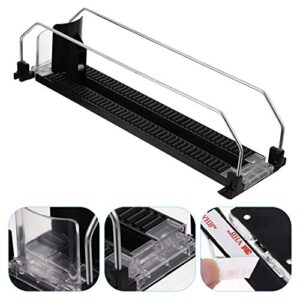 Scicalife Plastic Pusher Tray Rack Sliding Organizer Pull Out Cabinet Shelf Slide Out Kitchen Cabinet Storage Shelves for Drink Spice