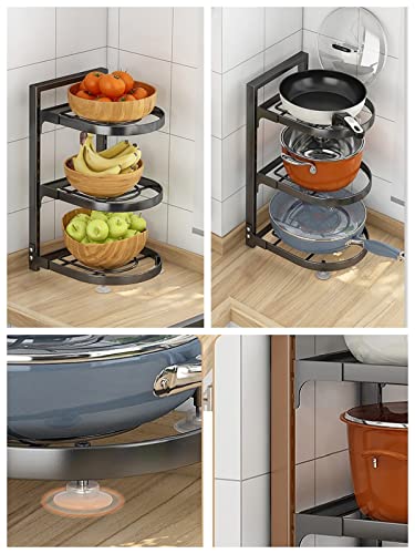 Pots And Pans Organizer for Cabinet.3-Tiers Heavy-Duty Pot and Pan Rack for Kitchen Organization, Height Adjustable and Space Saving Pot Organizer football Valentine's Day President's Day Gift