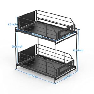 Newfun Under Sink Organizer, 2 Tier Slide Out Sink Shelf Cabinet Storage Shelves, Pull Out Cabinet Organizer for Under Kitchen Bathroom Sink Organizers and Storage