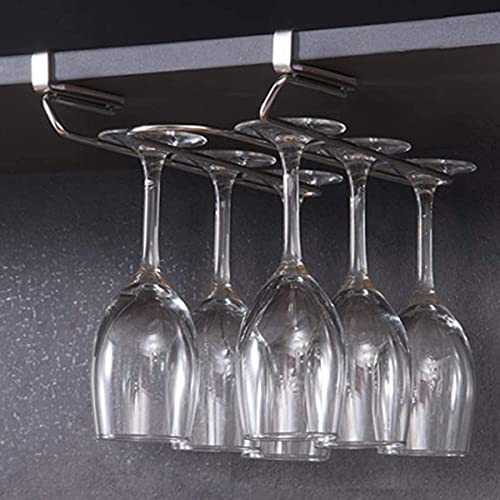 Wine Glass Rack- Stemware Holder Wine Champagne Glass Holder 2 Slots Adjustable Wine Glass Rack, Useful Under Cabinet Stemware Rack Hold up to 6 to 8 Wine Glasses