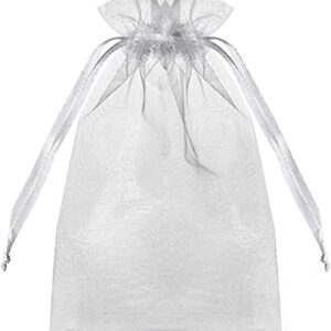 100PCS Premium Sheer Organza Bags, White Wedding Favor Bags with Drawstring, 4x6 inches Jewelry Gift Bags for Party, Jewelry, Festival, Makeup Organza Favor Bags,net gift bags,drawstring goody bags