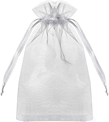 100PCS Premium Sheer Organza Bags, White Wedding Favor Bags with Drawstring, 4x6 inches Jewelry Gift Bags for Party, Jewelry, Festival, Makeup Organza Favor Bags,net gift bags,drawstring goody bags