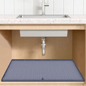 under sink mat for kitchen silicone waterproof mat for 36″ cabinet, kitchen cabinet liner, under sink tray for drips leaks spills easy to clean