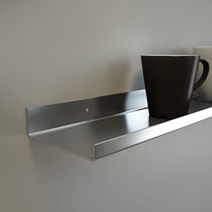 OVER THE RANGE Shelf, Floating/ Reversible Ledge, Spice Rack, Mug Display 30" long (5" deep, Stainless Steel)