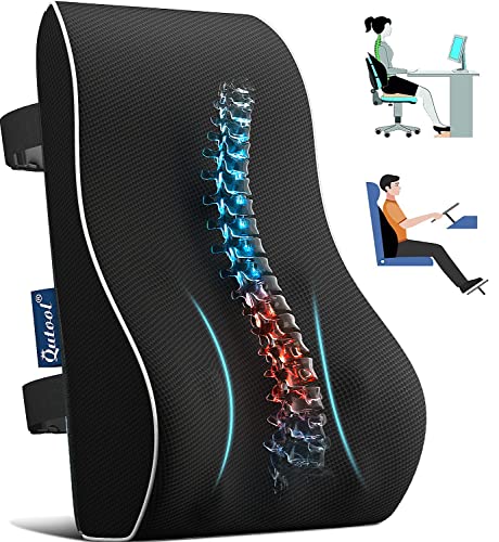 Lumbar Support Pillow for Office Chair Back Support Pillow for Car, Computer, Gaming Chair, Recliner Memory Foam Back Cushion for Back Pain Relief Improve Posture, Mesh Cover Double Adjustable Straps