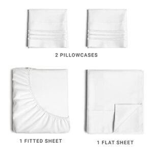 Queen Size Sheet Set - Breathable & Cooling Sheets - Hotel Luxury Bed Sheets - Extra Soft - Deep Pockets - Easy Fit - 4 Piece Set - Wrinkle Free - Comfy – White Bed Sheets - Queens Sheets – 4 PC