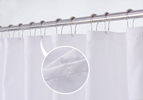 N&Y HOME Fabric Shower Curtain Liner Solid White with Magnets, Hotel Quality, Machine Washable, 70 x 72 inches for Bathroom