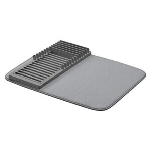 amazon basics plastic dish drying rack with 2 mats (16″ x 18″) – charcoal