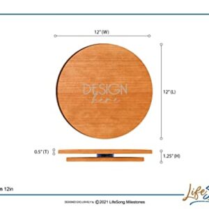 LifeSong Milestones Personalized Wood Lazy Susan Turntable Wedding and Family IDeas 12 Inch Custom Engraved Decorative Serving Centerpiece - Monogram Design