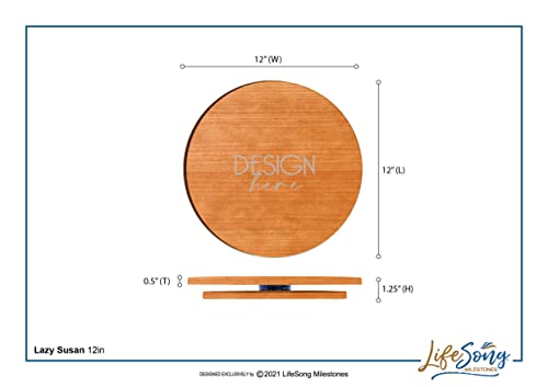 LifeSong Milestones Personalized Wood Lazy Susan Turntable Wedding and Family IDeas 12 Inch Custom Engraved Decorative Serving Centerpiece - Monogram Design