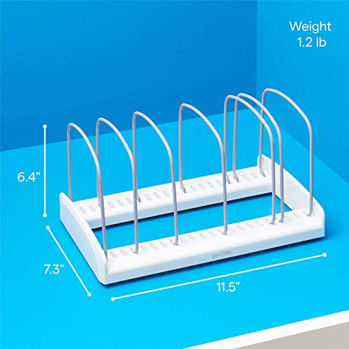 YouCopia StoreMore Adjustable Bakeware Rack, Cookie Sheet Baking Pan and Tray Organizer for Kitchen Cabinet and Pantry Storage, Standard, White