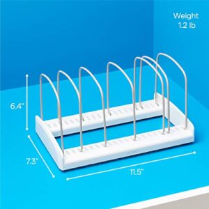 YouCopia StoreMore Adjustable Bakeware Rack, Cookie Sheet Baking Pan and Tray Organizer for Kitchen Cabinet and Pantry Storage, Standard, White