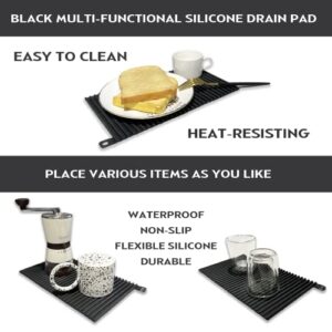 Under Sink Mat, 34" x 22" Under Sink Drip Trays for Kitchen Waterproof, Silicone Under Kitchen Sink Mats with Unique Drain Hole, Under Sink Liner for Kitchen Bathroom (Gray)