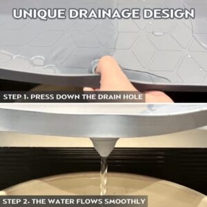 Under Sink Mat, 34" x 22" Under Sink Drip Trays for Kitchen Waterproof, Silicone Under Kitchen Sink Mats with Unique Drain Hole, Under Sink Liner for Kitchen Bathroom (Gray)