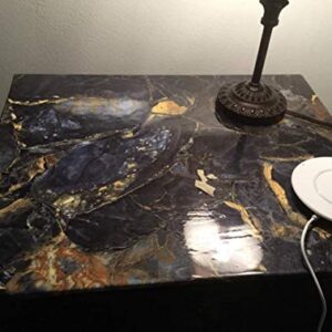 UPREDO Blue Stone Marble Granite Look Effect Countertops Gloss Vinyl Film 12inch by 79inch (Blue Stone)