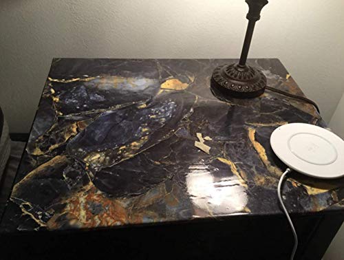 UPREDO Blue Stone Marble Granite Look Effect Countertops Gloss Vinyl Film 12inch by 79inch (Blue Stone)