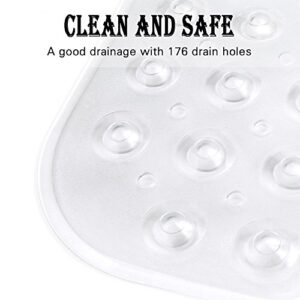 YINENN Bath Tub Shower Safety Mat 40 x 16 Inch Non-Slip and Extra Large, Bathtub Mat with Suction Cups, Machine Washable Bathroom Mats with Drain Holes, Clear