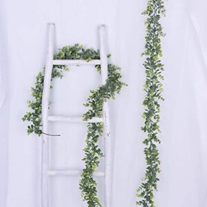 DearHouse Faux Eucalyptus Garland Plant, 2 Pack Artificial Vines Hanging Eucalyptus Leaves Greenery Garland for Wedding Backdrop Arch Wall Decor, 6 Feet/pcs UV Protected Indoor Outdoor