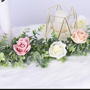 DearHouse Faux Eucalyptus Garland Plant, 2 Pack Artificial Vines Hanging Eucalyptus Leaves Greenery Garland for Wedding Backdrop Arch Wall Decor, 6 Feet/pcs UV Protected Indoor Outdoor