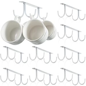 9 pcs mug rack under cabinet shelf 36 hook coffee cup holder rustic coffee mug holder hanging mug organizer for cabinet drying mug hooks under cabinet mug hanger utensil display for kitchen (white)