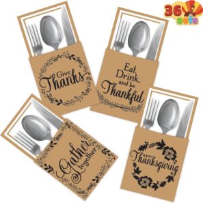 joyin 36 thanksgivng turkey cutlery decorative utensil holder for autumn fall harvest party favor supply dinner table decor.