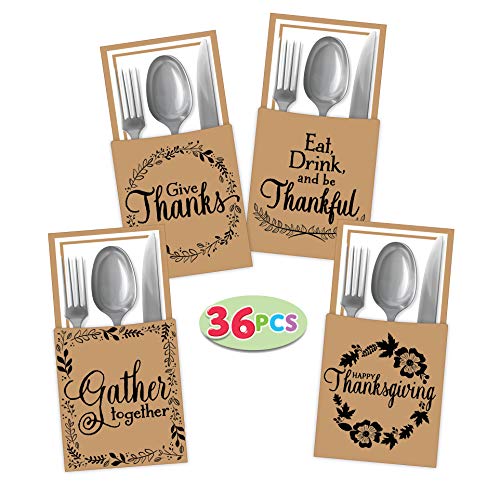 JOYIN 36 Thanksgivng Turkey Cutlery Decorative Utensil Holder for Autumn Fall Harvest Party Favor Supply Dinner Table Decor.