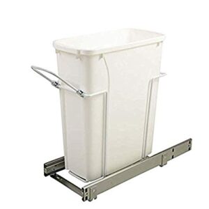 knape & vogt white 11.375 in. x 22 in. x 18.813 in. 27 qt. in-cabinet double soft-close bottom-mount pull-out trash can