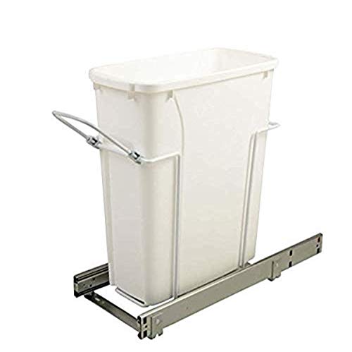 Knape & Vogt White 11.375 in. x 22 in. x 18.813 in. 27 Qt. in-Cabinet Double Soft-Close Bottom-Mount Pull-Out Trash Can