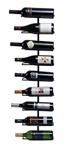 Wall-Mounted Wine Rack, 9-Bottle Capacity, Black