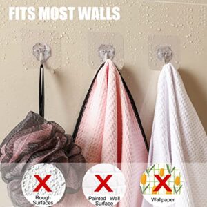 Adhesive Hooks, 32 Pack 33lb(Max) Sticky Hooks, Transparent Reusable Removable Adhesive Hooks for Hanging, Wall Hooks for Hanging Can be Use for Kitchen Bathroom Shower Outdoor Home Improvement