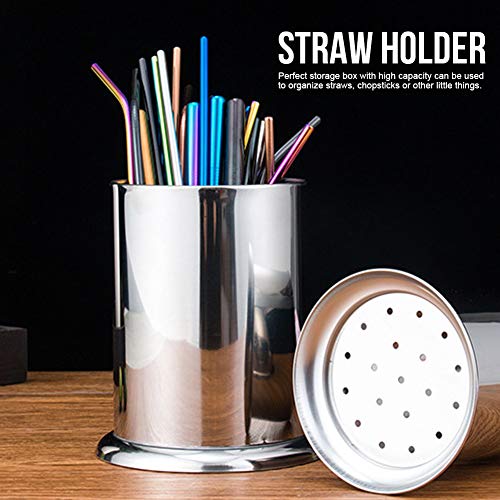 Coffee Stirrers Holder, High Capacity Kitchen Storage Holder Draining Hole Design Safe Cutlery Storage Box Space Saving for Straw Spoon Fork(S)