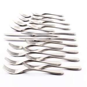 Knork Original Collection Cutlery Utensils 18/10 Stainless Steel Flatware Set, 20 Piece, Matte Silver & Storage Tray/Flatware Organizer, large, Weathered Gray