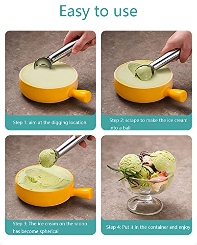 Ice Cream Scoop,7 inches Nonstick Anti-Freeze One Piece Aluminum Scooper Spoon, Heavy Duty Durable Design, Easy Clean, for Gelato, Cookie Dough, Sorbet, Almond