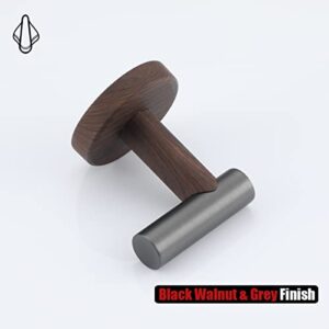 JQK Bathroom Towel Hook, Black Walnut Grey Coat Robe Clothes Hook for Bathroom Kitchen Garage Wall Mounted (2 Pack), 304 Stainless Steel 0.8mm Thicken, TH100-HT-P2