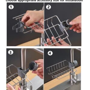 Faucet Storage Rack Sponge Holder, Stainless Sink Caddy Organizer for Kitchen & Bathroom Accessories, Hanging Storage Rack, Soap Dish Brush Drainer Rack