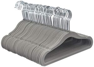 amazon basics kids velvet, non-slip clothes hangers, gray – pack of 50