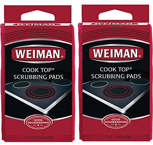 Weiman Cook Top Scrubbing Pads, 3 Count, 2 Pack Cuts Through the Toughest Stains - Scrubbing Pads Carefully Wipe Away Residue